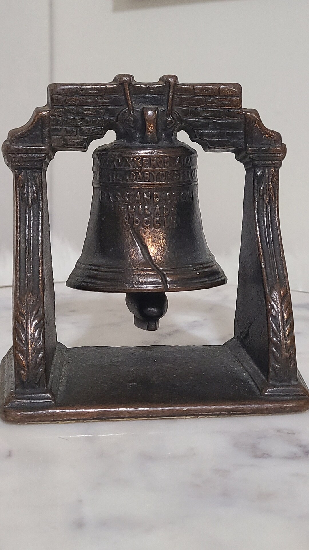 Antique Heavy Solid Brass Liberty Bell Book End 4.75 Great Condition - Etsy