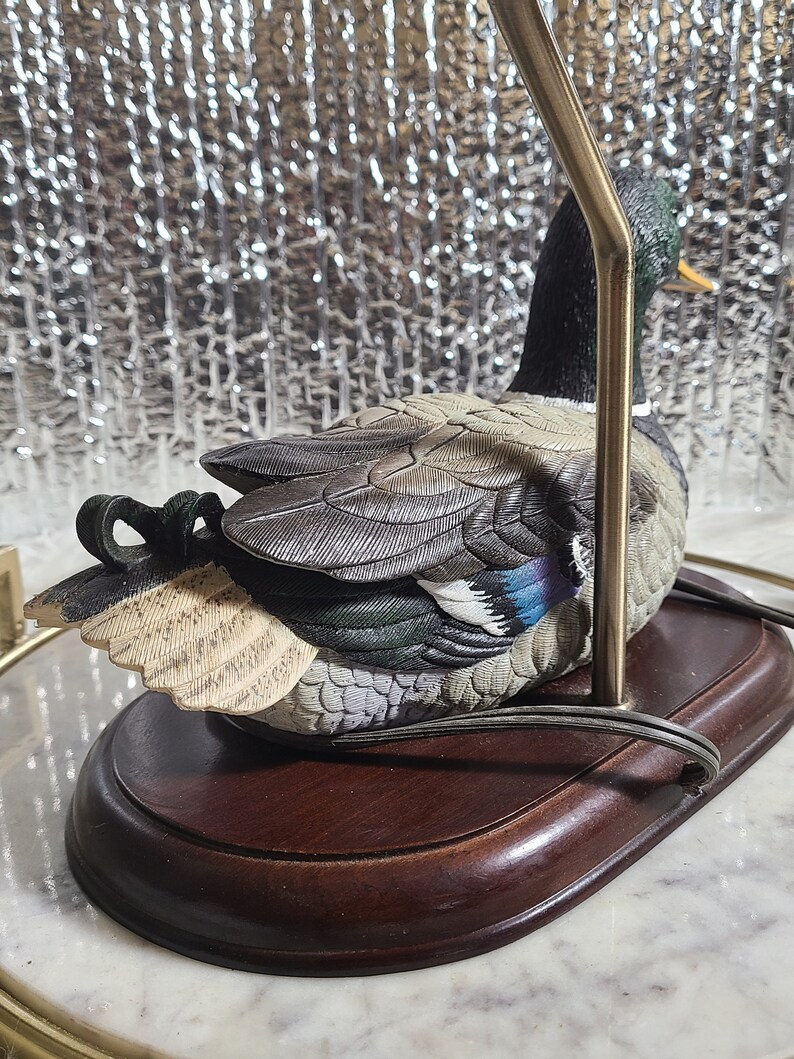 Rare Rustic Cabin Vintage Wooden Mallard Duck Decoy Desk Table Lamp ...