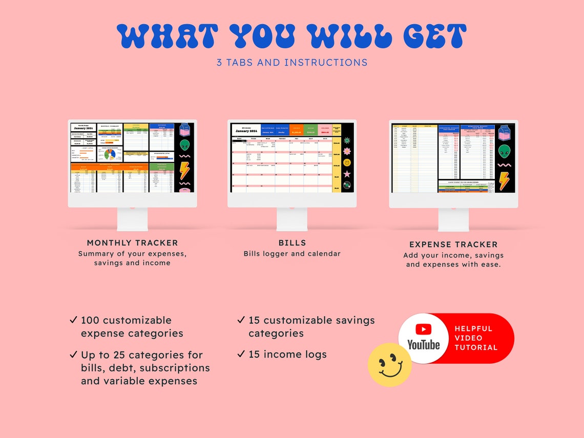 Retro Bill Calendar, Smart Calendar Google Sheets, Subscription Tracker ...