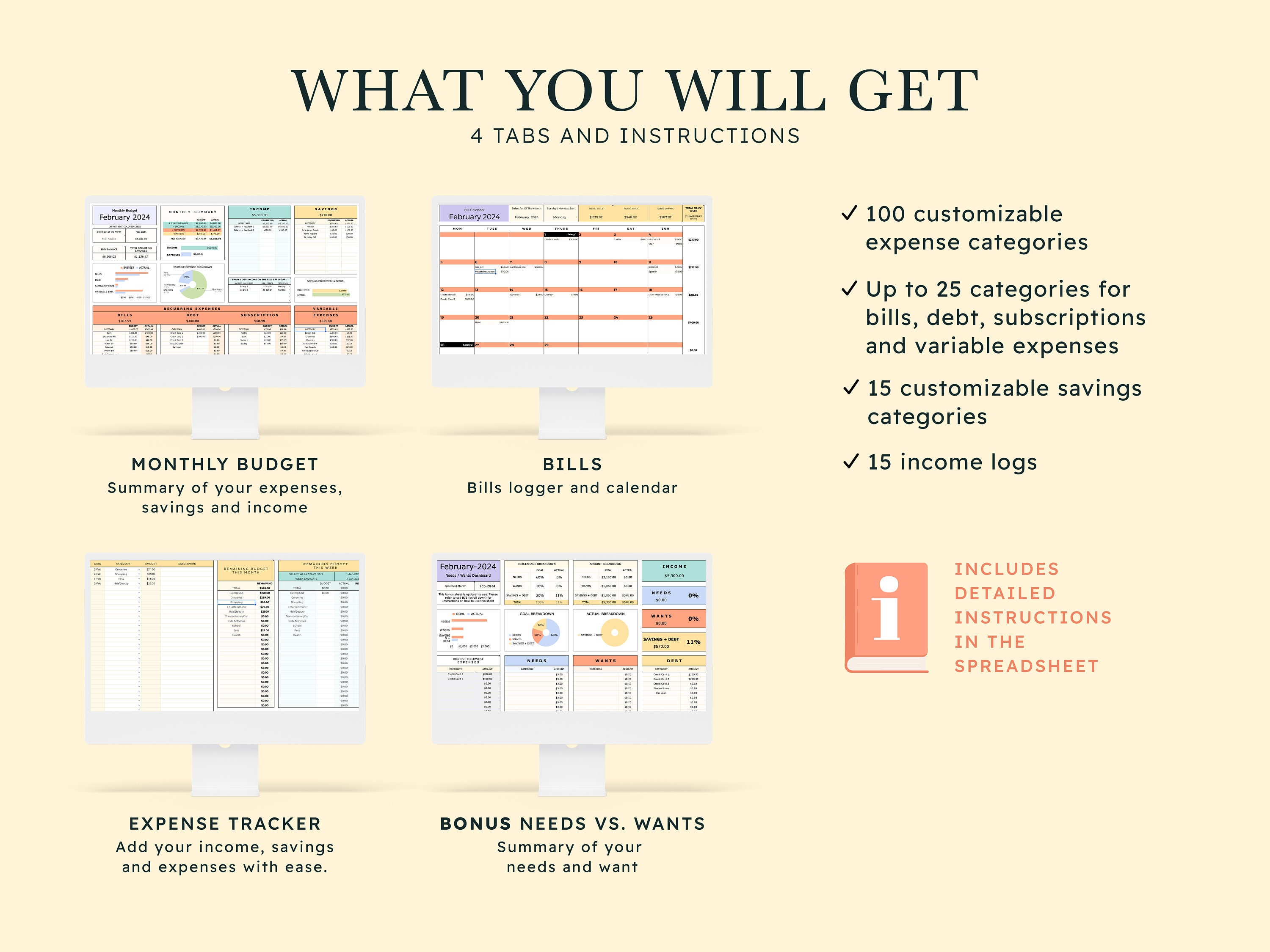 Pastel Monthly Budget Spreadsheet Google Sheets Planner Template, 50 30 ...