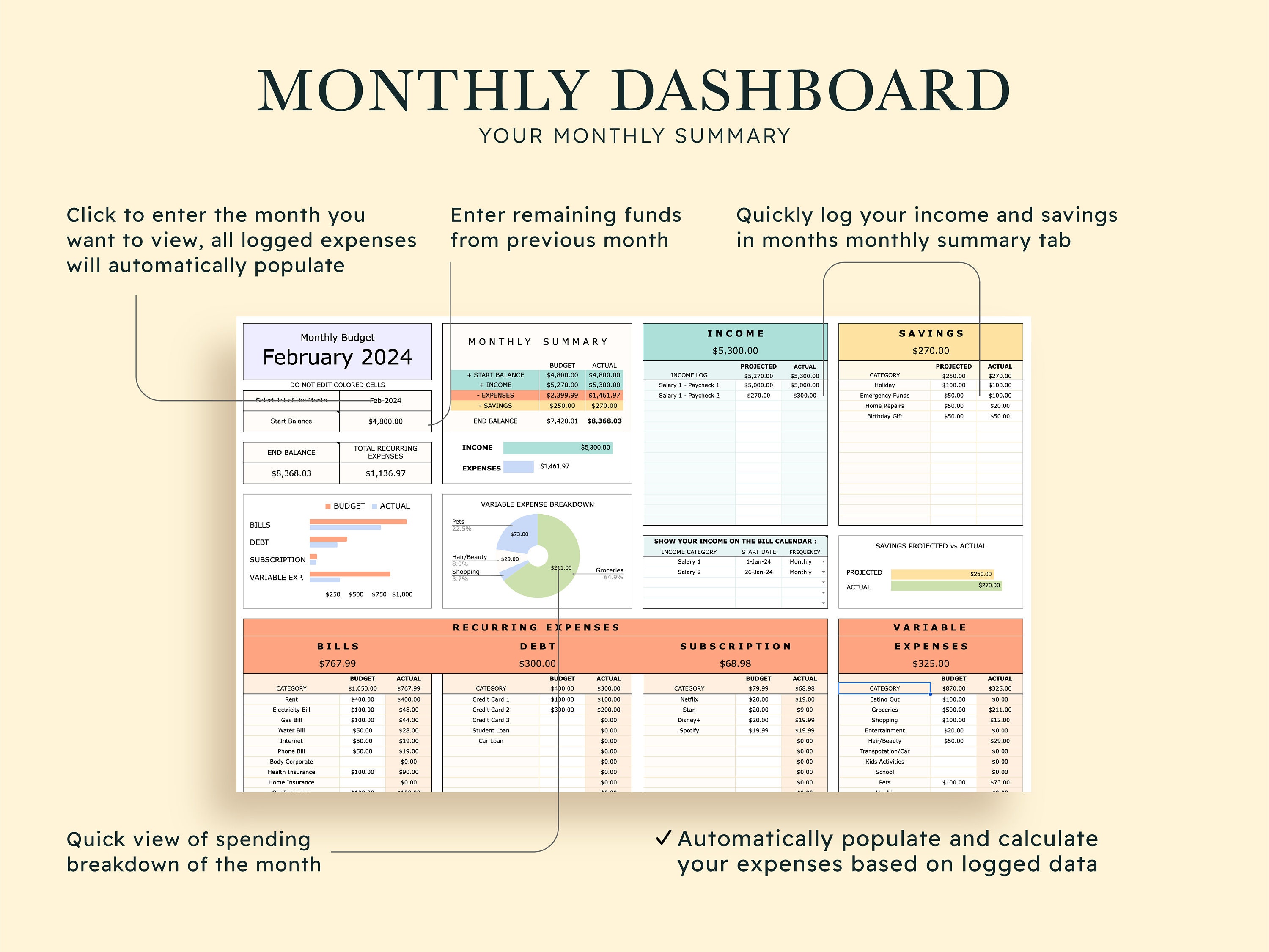 Pastel Monthly Budget Spreadsheet Google Sheets Planner Template, 50 30 ...