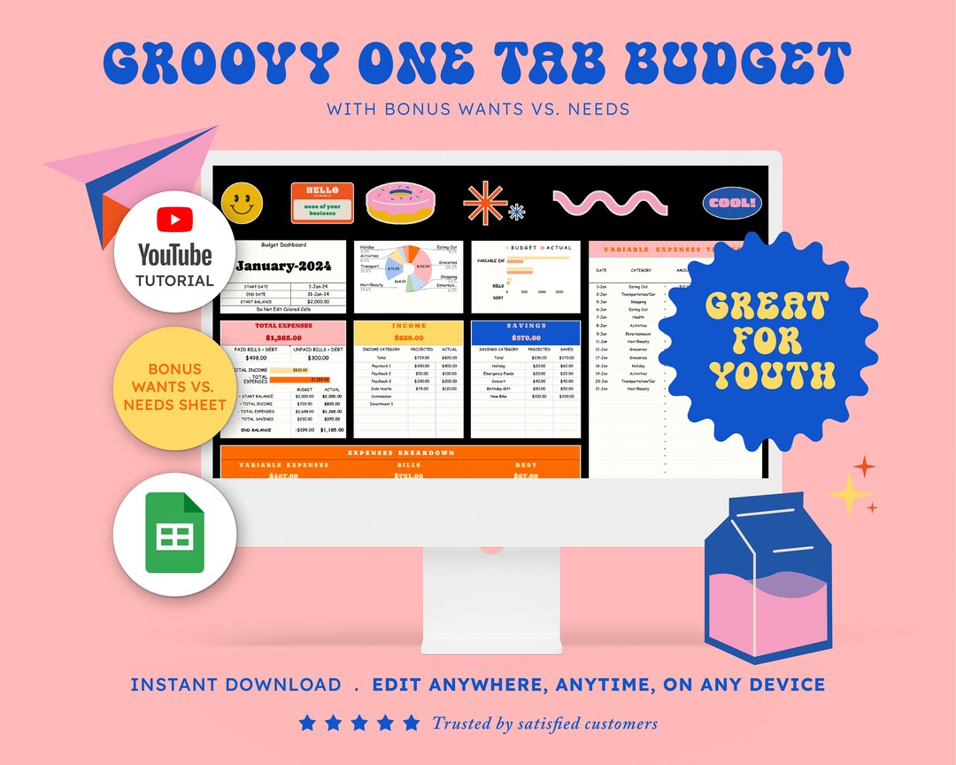 Simple Budget Spreadsheet Google Sheets Planner, Weekly Biweekly ...