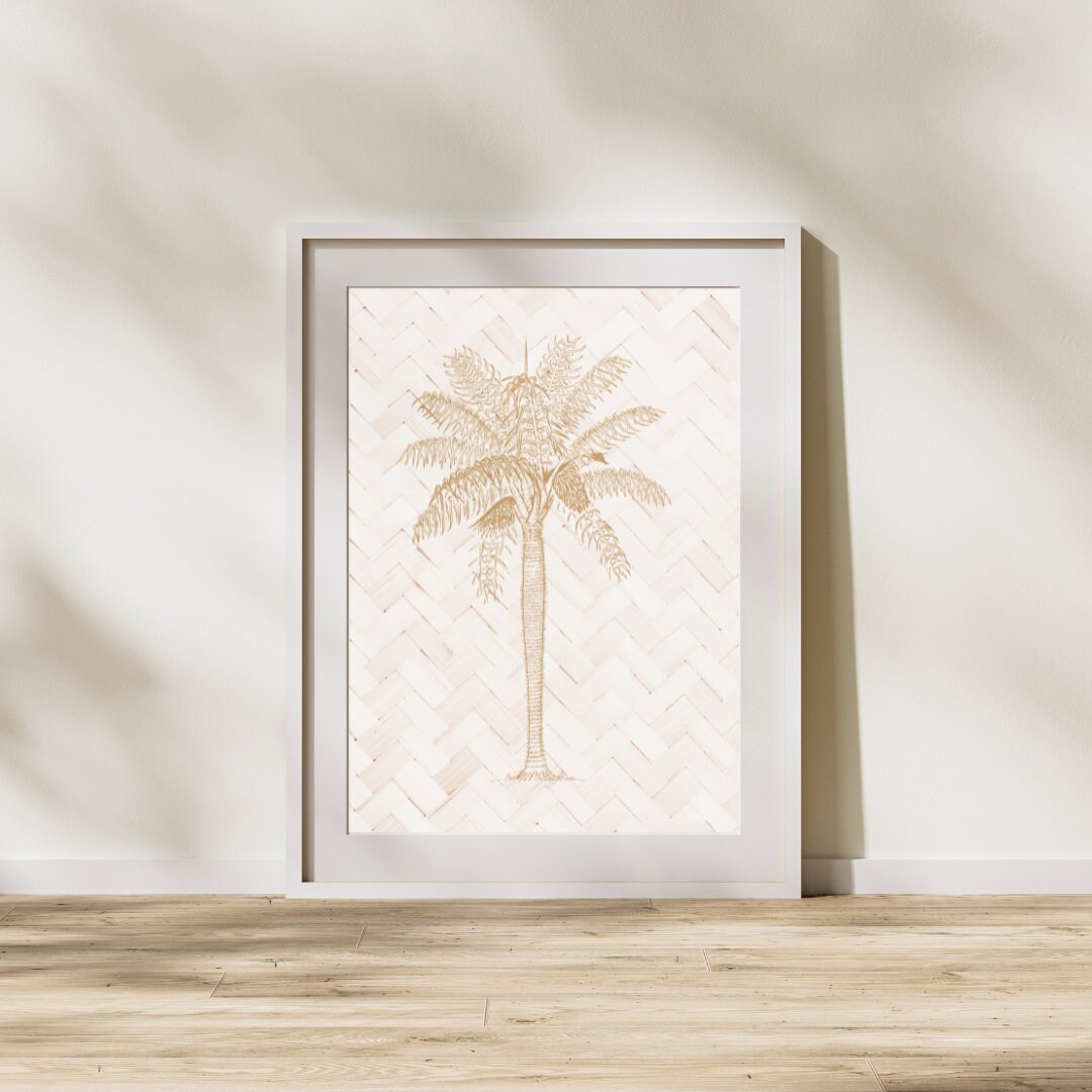 Antique Palm Tree Digital Downloadable Print, Vintage Tropical Wall Art ...