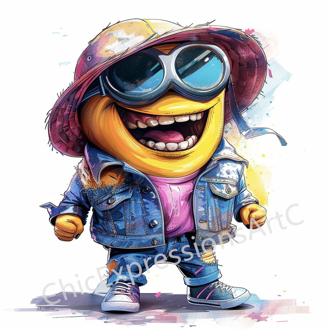 Minion PNG Wearing Beautiful Gorgeous Colorful Denim Jacket and Stylish ...
