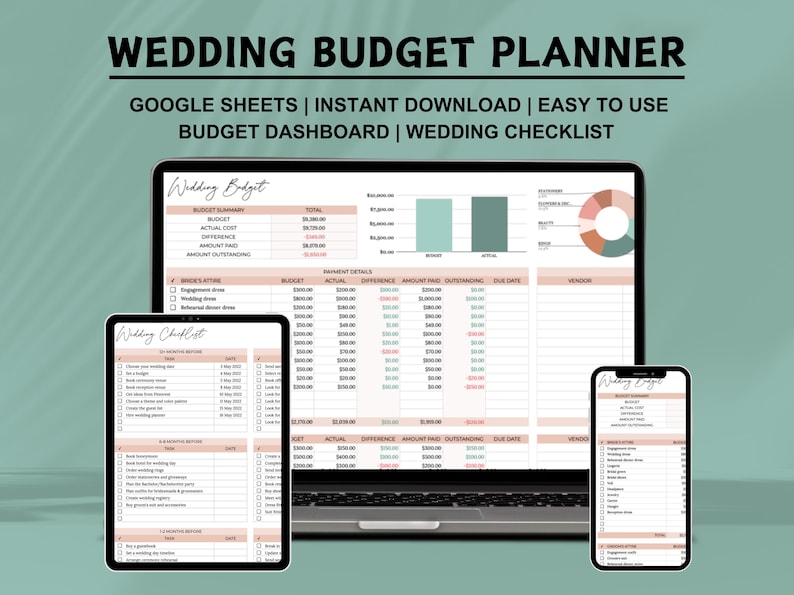 Wedding Budget Planner Spreadsheet Google Sheets Wedding Checklist ...
