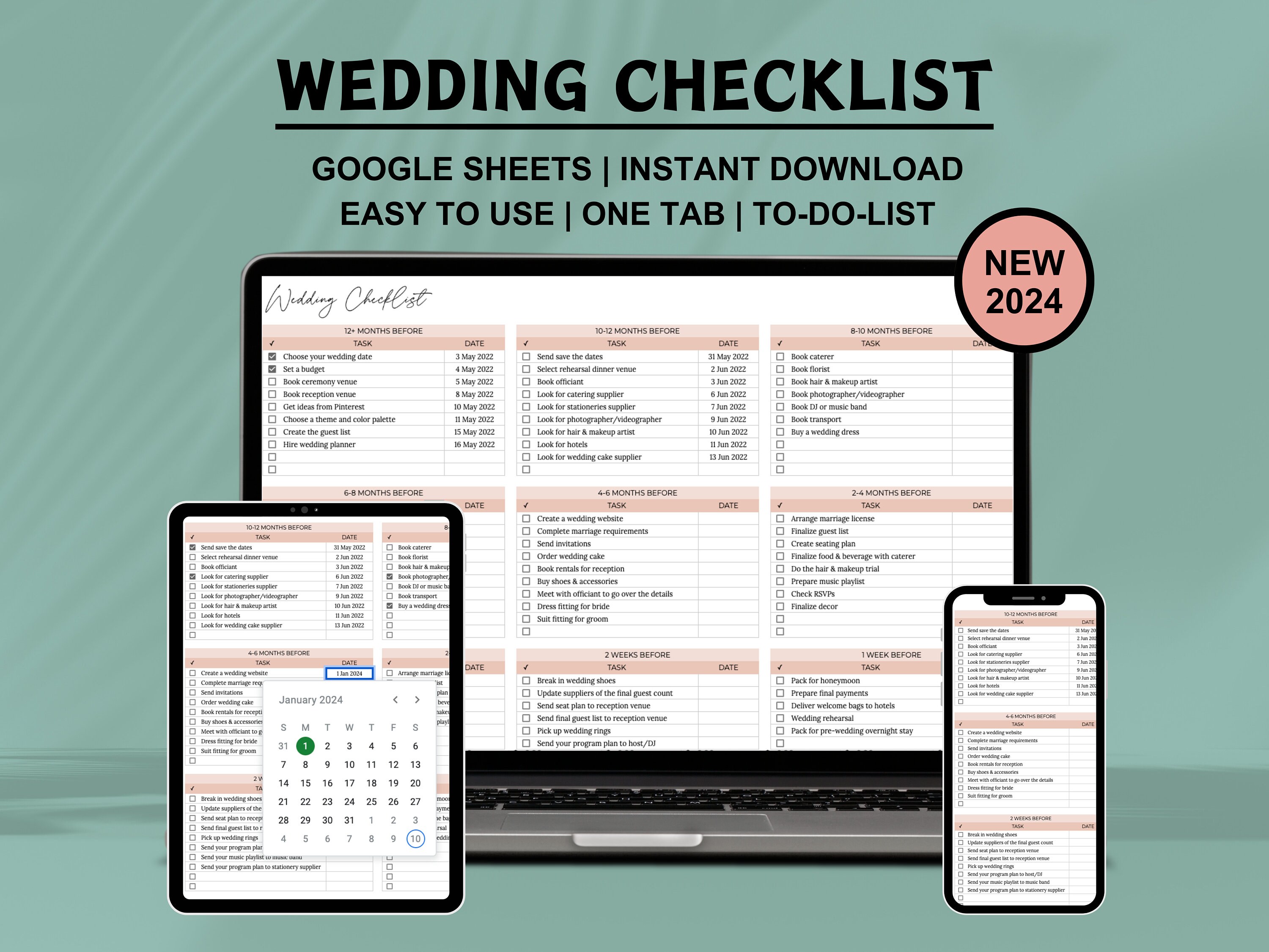 Wedding Checklist Google Sheets Wedding to Do List Spreadsheet Digital ...