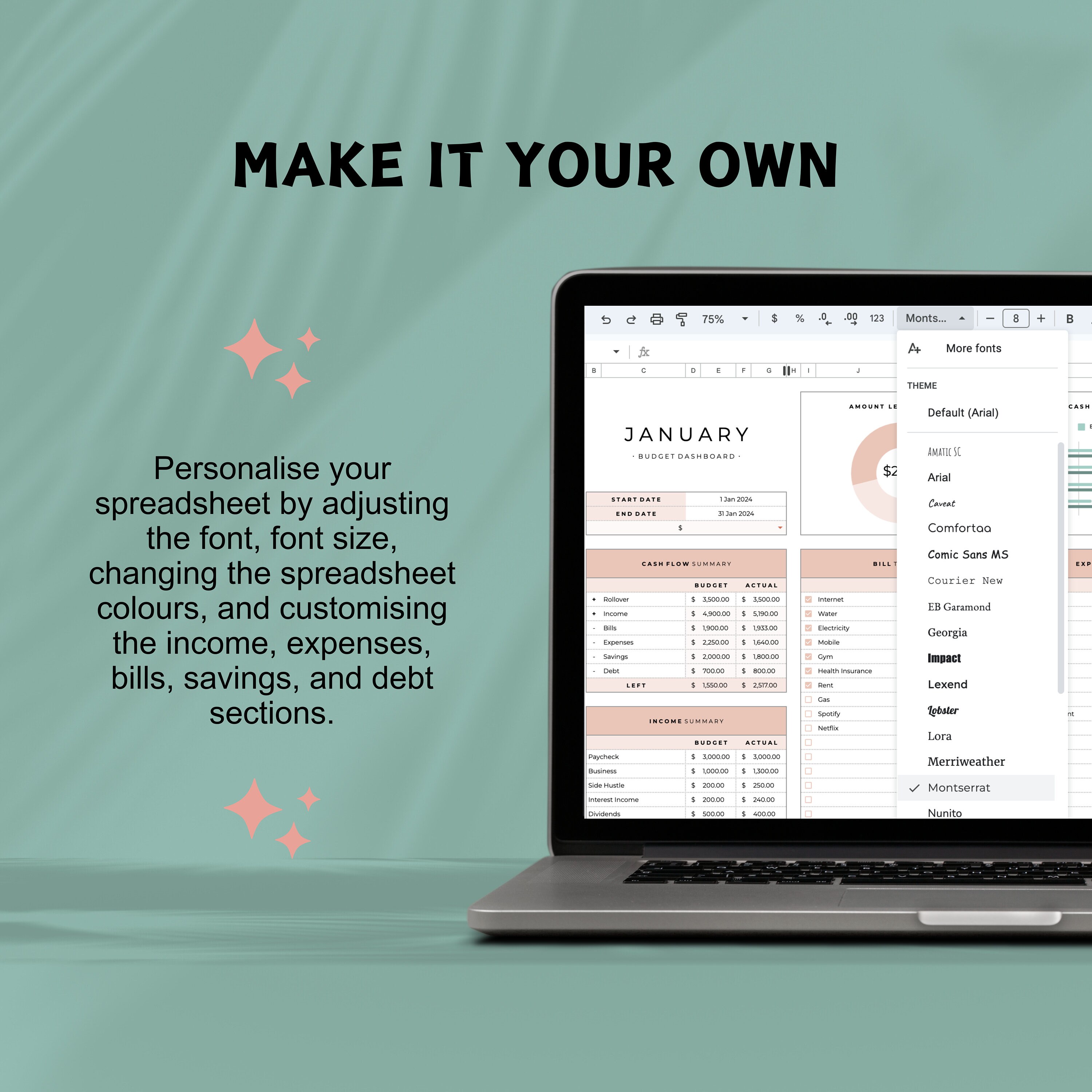 Budget by Paycheck Google Sheets Spreadsheet Monthly Budget Weekly ...