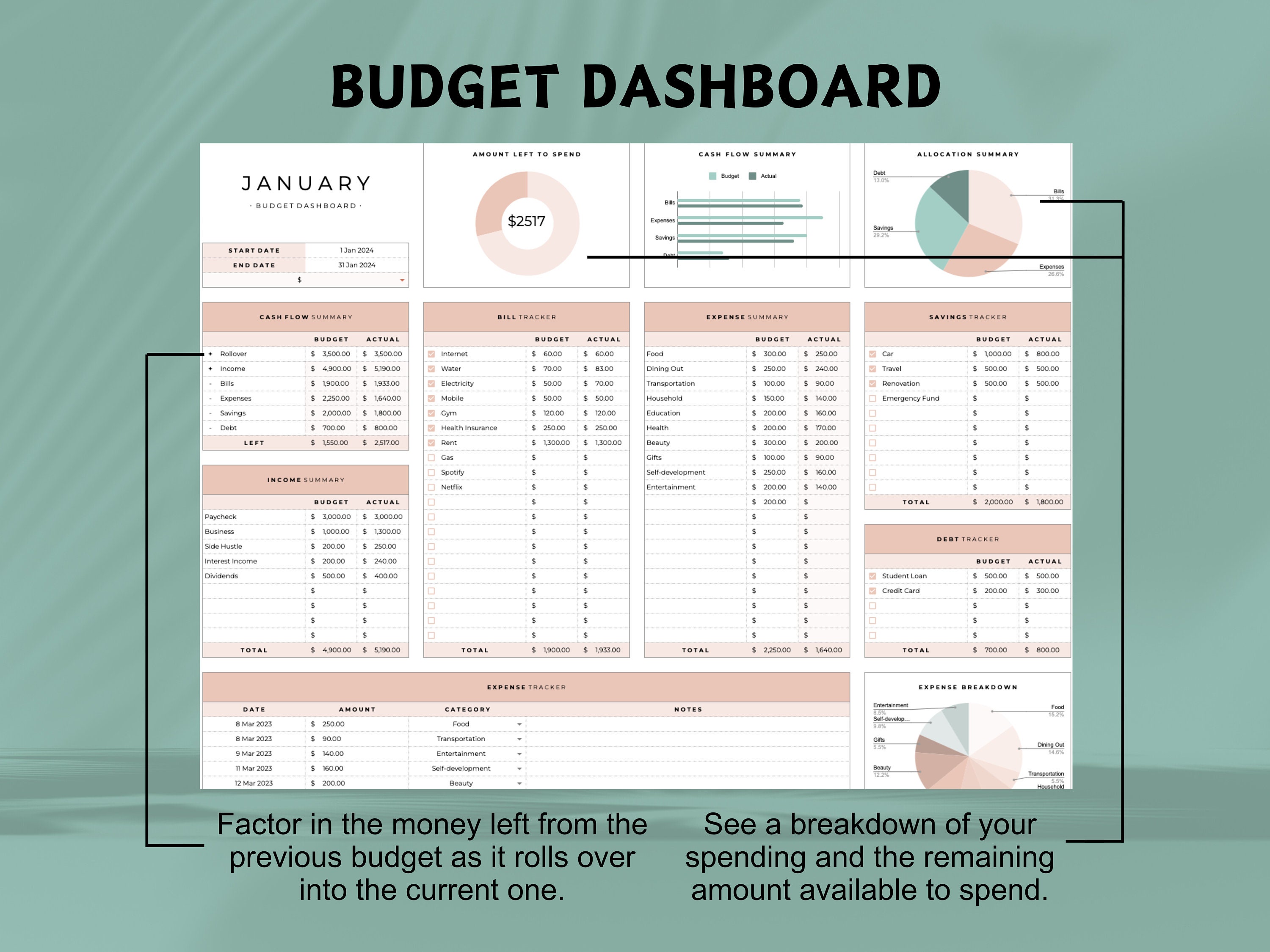Simple Budget Planner Google Sheets Monthly Budget Spreadsheet Weekly ...