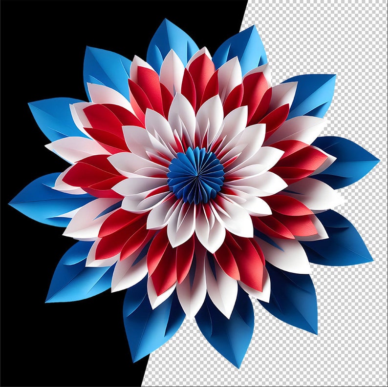 Red, White and Blue Paper Flowers Vol 1 - Etsy