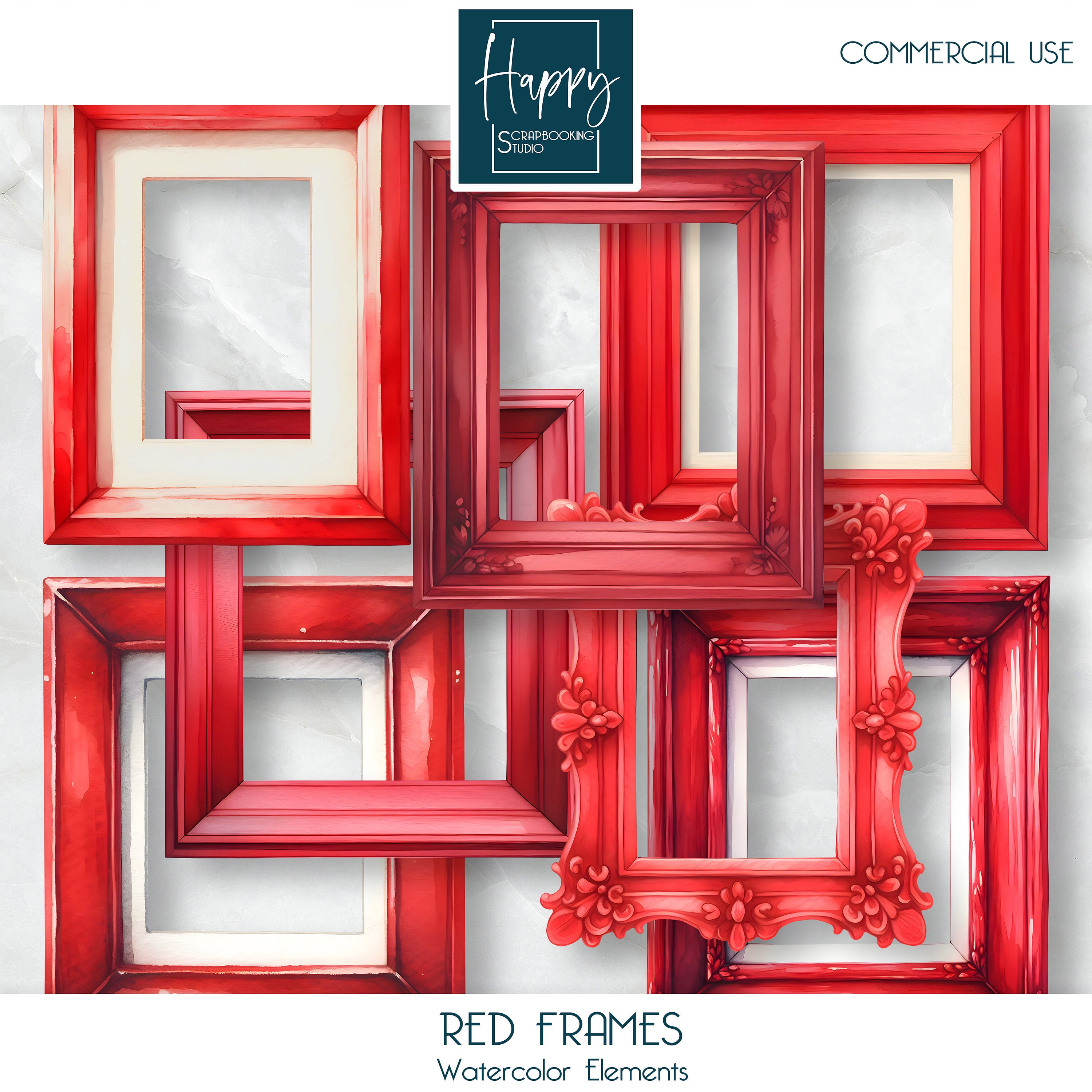 Red Watercolor Frames - Etsy