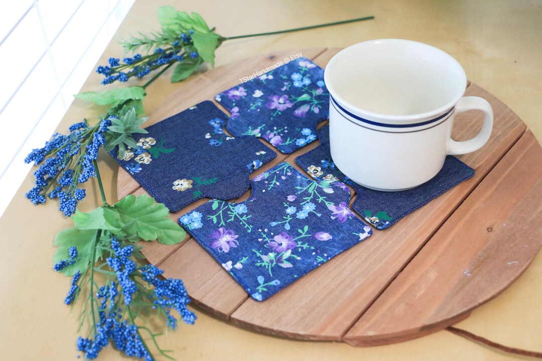 Puzzle Piece Coasters Handmade Coasters, Fabric Coasters, Mug Rugs ...
