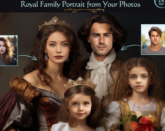 Custom Royal Family Portrait From Photo Custom Royal Family Queen and ...