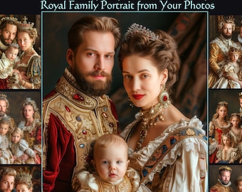 Custom Royal Family Portrait From Photo Custom Royal Family Queen and ...