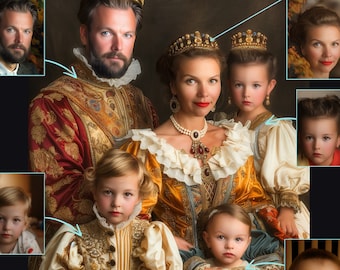 Custom Royal Family Portrait From Photo Custom Royal Family Queen and ...