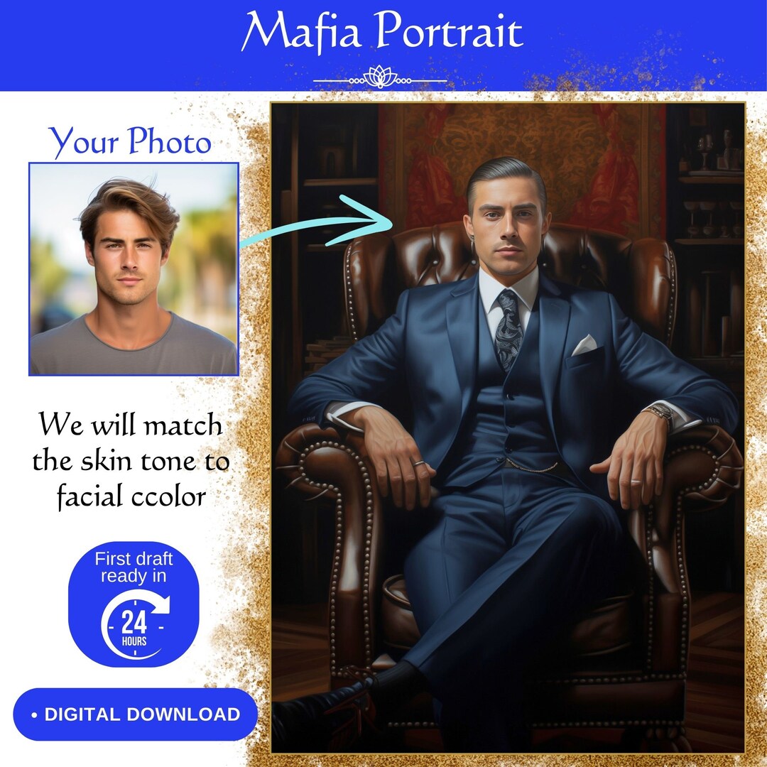 Mafia Boss Portrait From Photo Personalized Portrait in Mafia Style ...