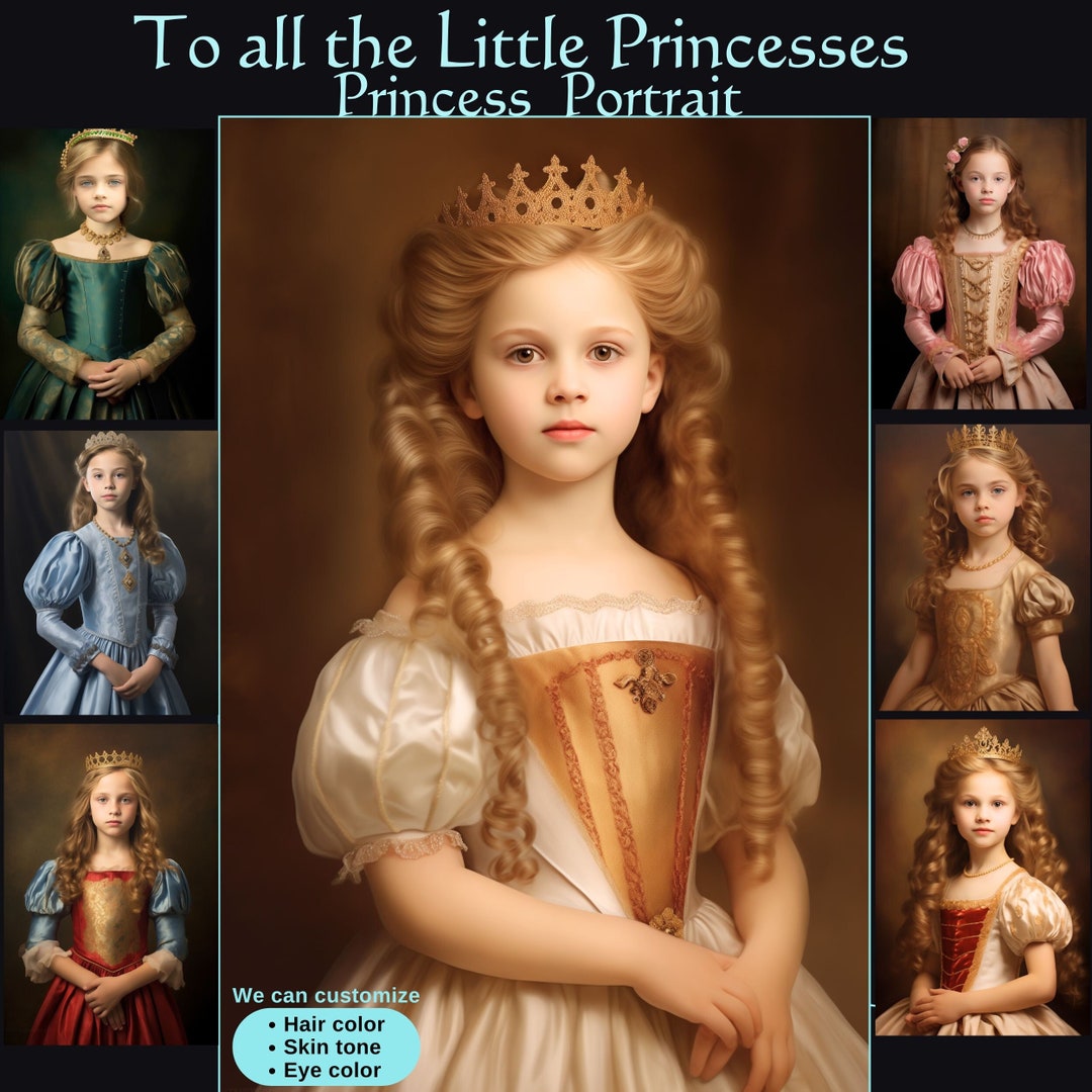 Custom Kid Royal Portrait From Photo Princess Portrait Personalized ...