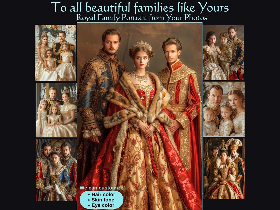 Custom Royal Family Portrait From Photo Custom Royal Family Queen and ...