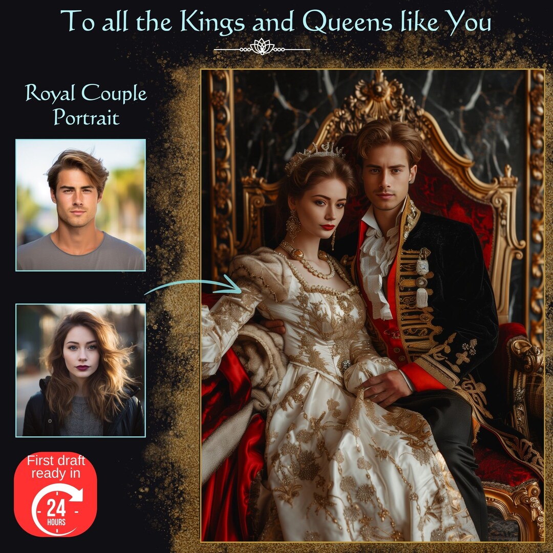 Custom Royal Portrait From Photo Couple Portrait Renaissance Portrait ...