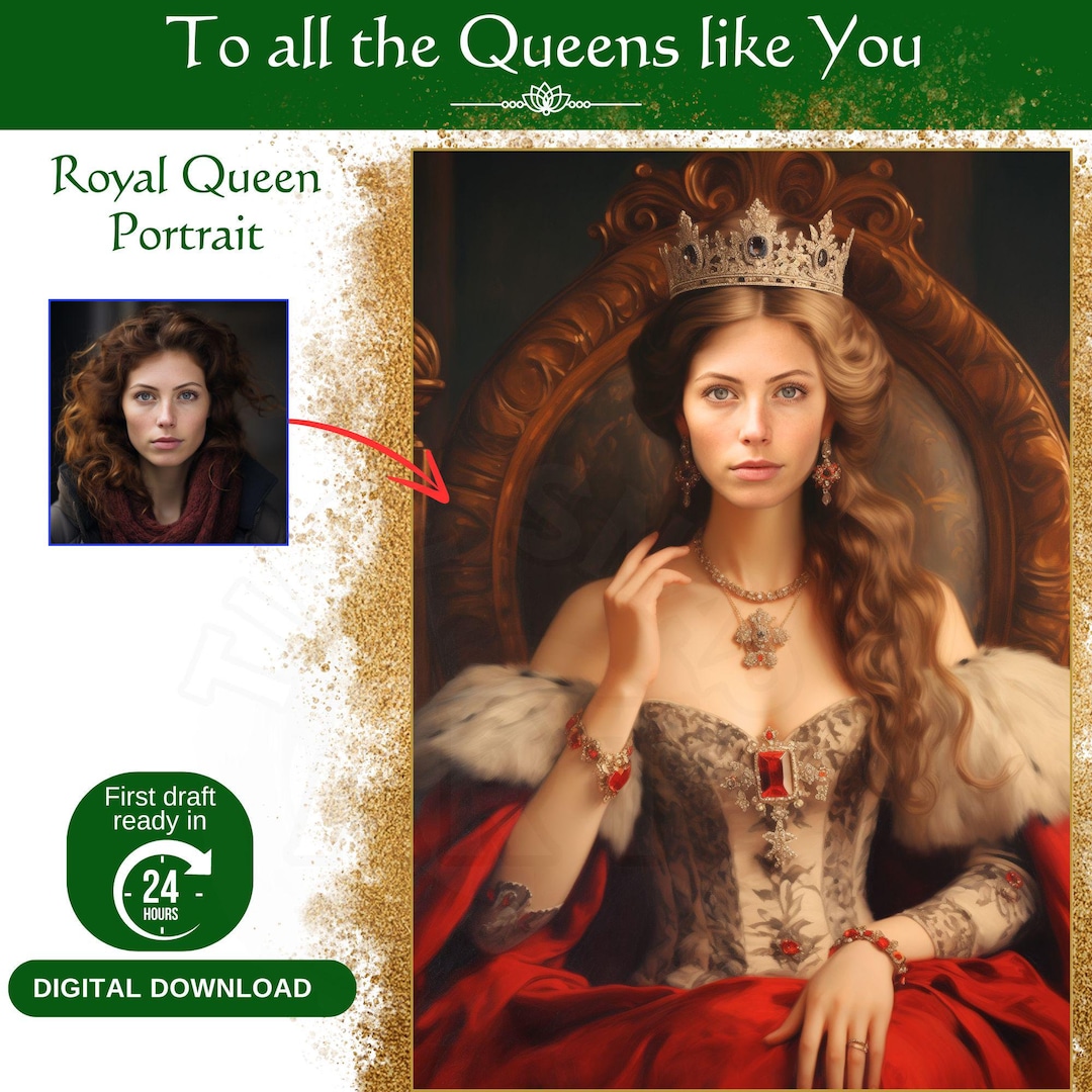 Personalized Queen Royal Portrait From Photo Custom Queen Portrait ...