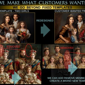 Custom Royal Group Portrait From Photo, Royal Family Queen and King ...