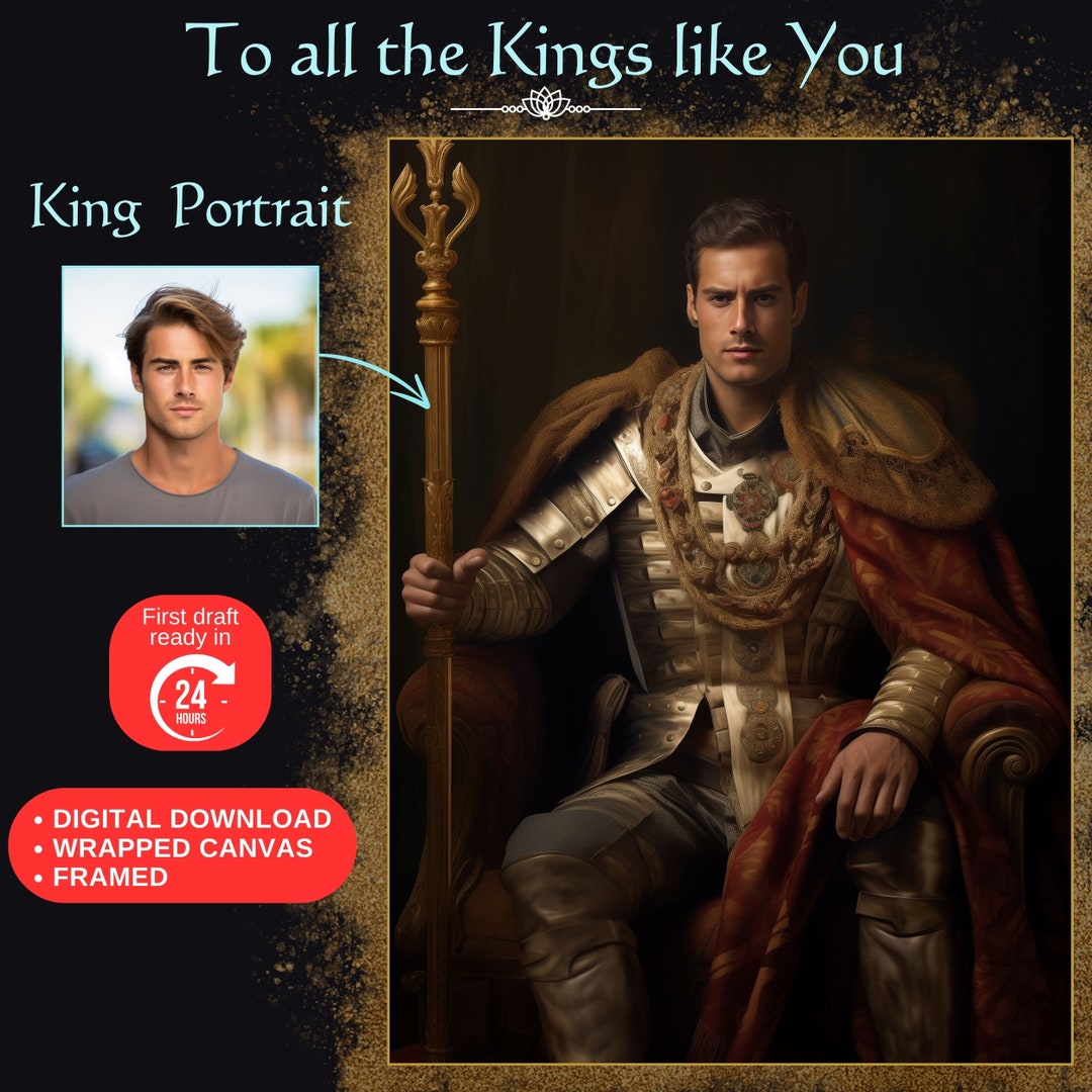Personalized King Royal Portrait From Photo Custom King Portrait ...