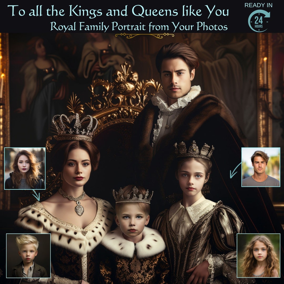 Custom Royal Family Portrait From Photo Custom Royal Family Queen and ...