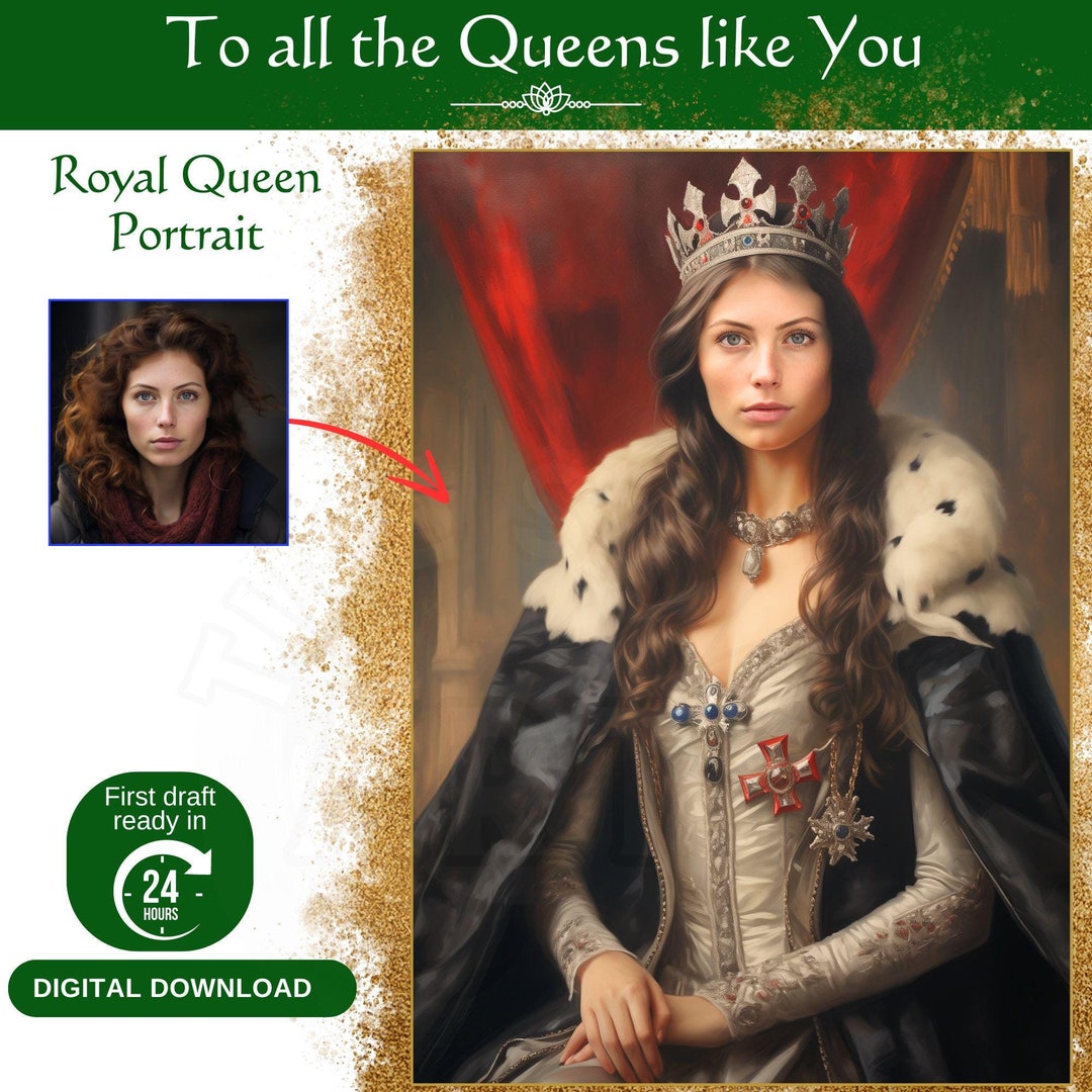 Custom Queen Royal Portrait From Photo Personalized Queen Portrait ...