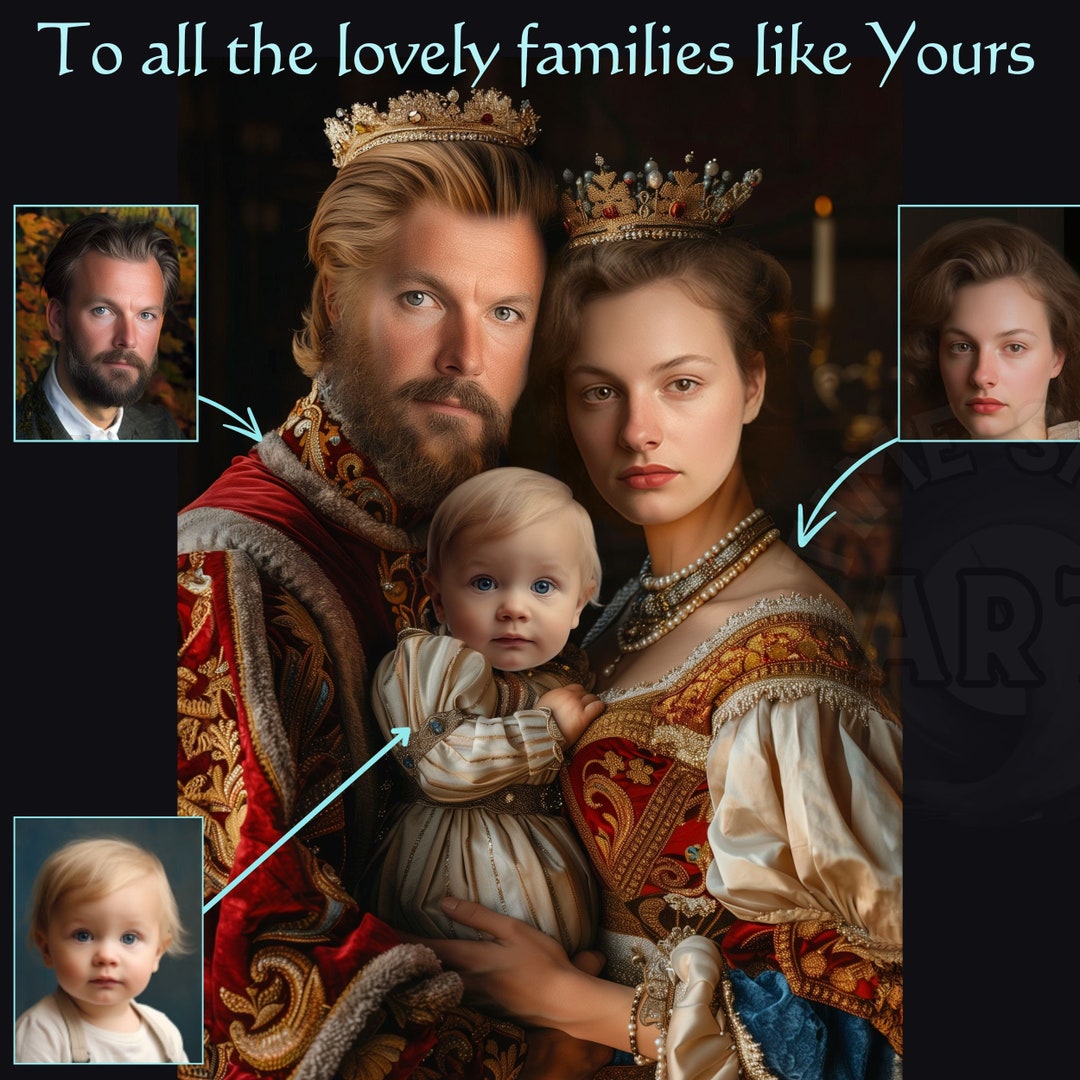 Custom Royal Family Portrait From Photo Custom Royal Family Queen and ...