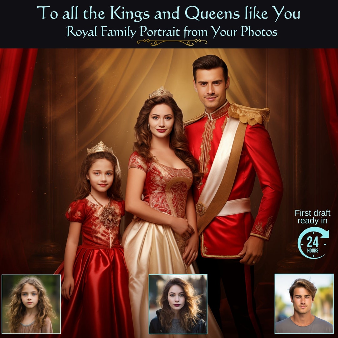 Custom Royal Family Portrait From Photo Custom Royal Family Queen and ...