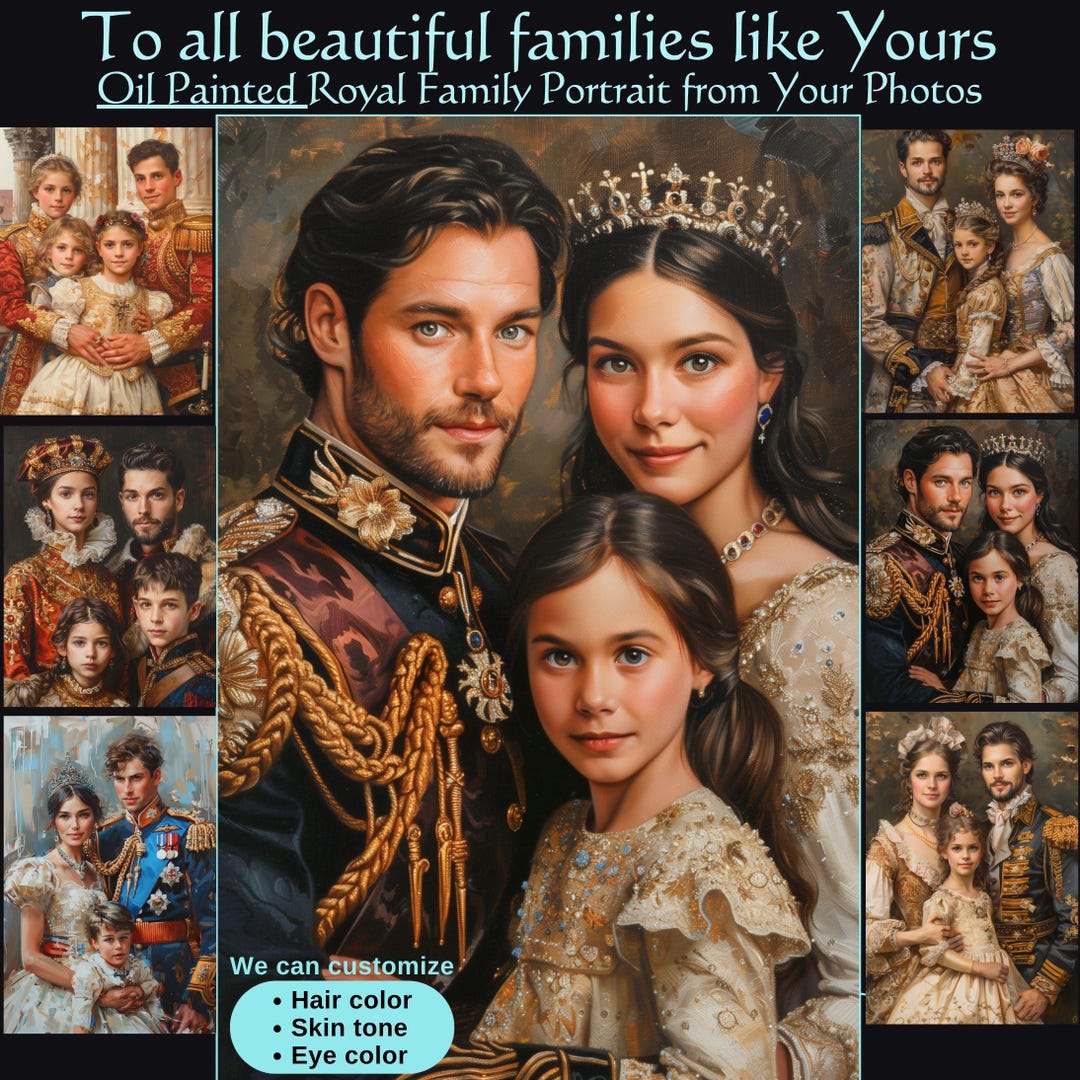 Oil Painted Custom Royal Family Portrait From Photo Custom Royal Family ...