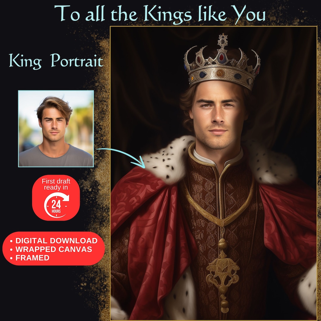 Personalized King Portrait From Photo Custom King Royal Portrait ...
