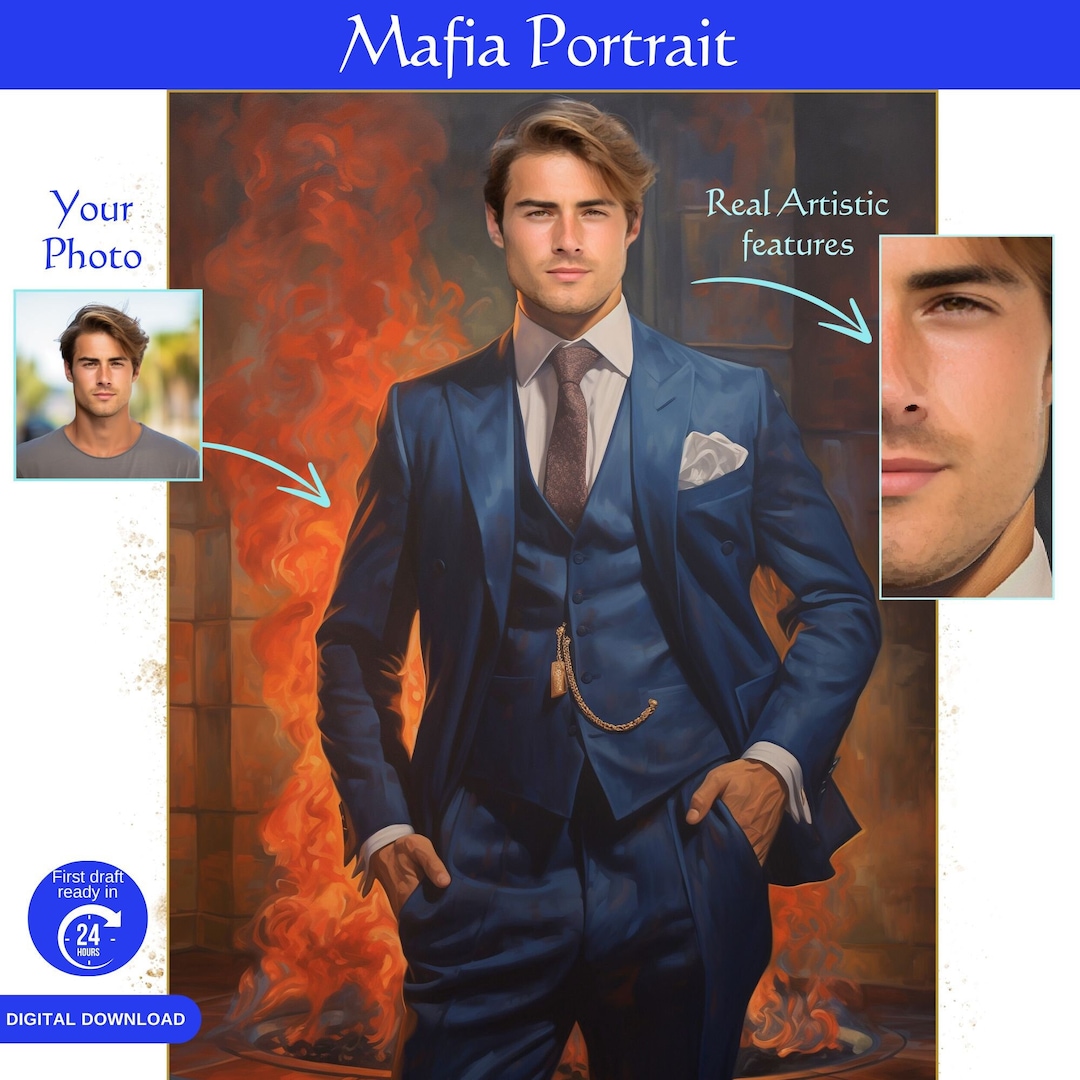 Mafia Boss Portrait From Photo Personalized Portrait in Mafia Style ...