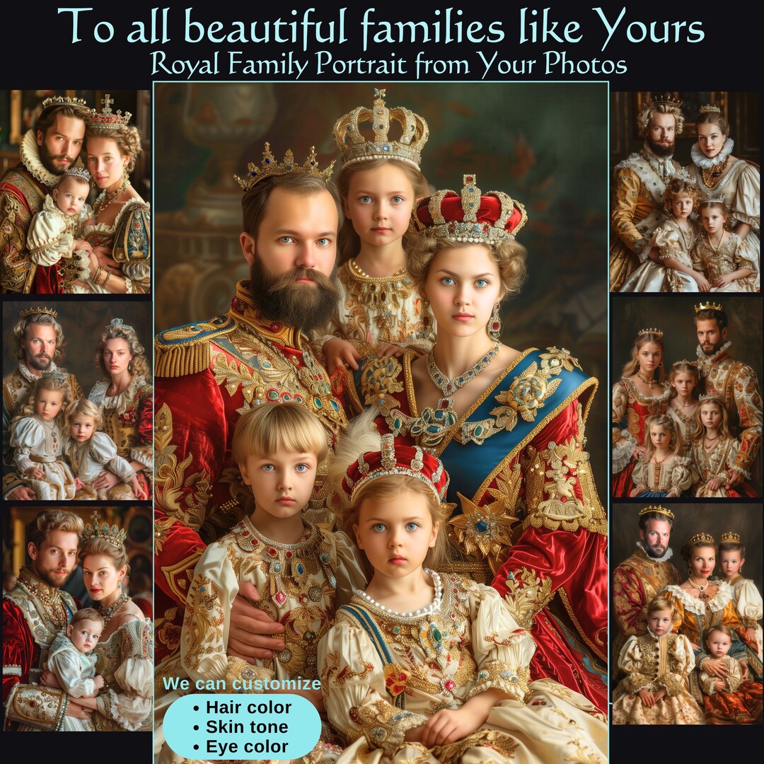 Custom Royal Family Portrait From Photo Custom Royal Family Queen and ...