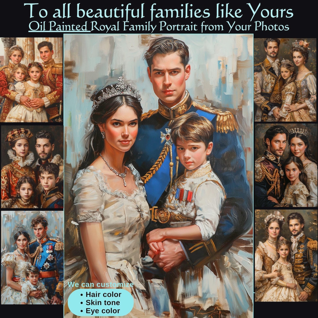 Custom Oil Painted Royal Family Portrait From Photo Custom Royal Family ...