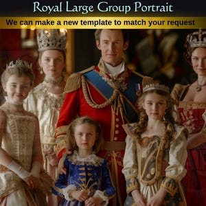Custom Royal Group Portrait From Photo, Royal Family Queen and King ...