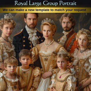 Custom Royal Family Group Portrait From Photo, Royal Family Queen and ...