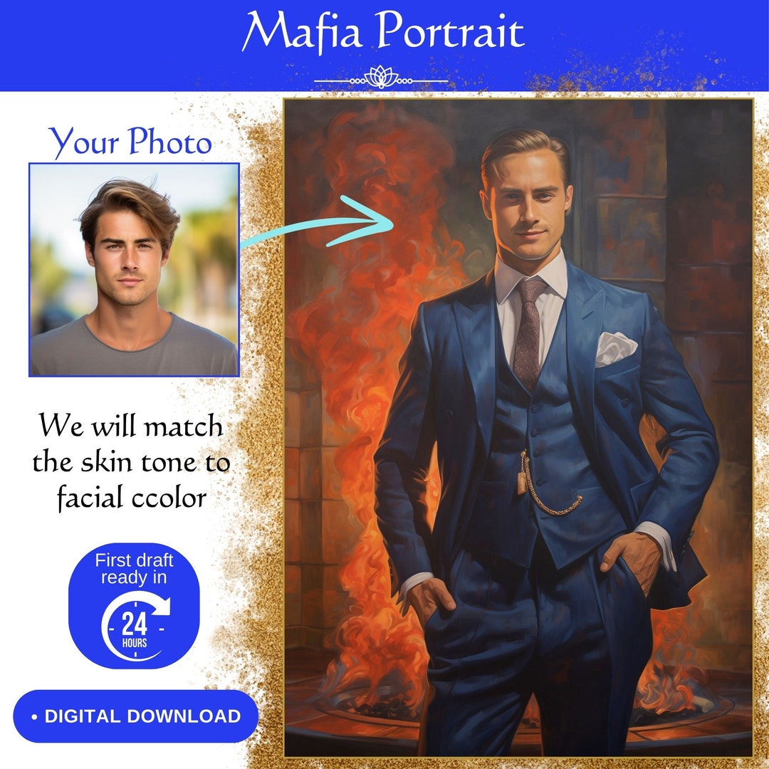 Mafia Boss Portrait From Photo Personalized Portrait in Mafia Style ...