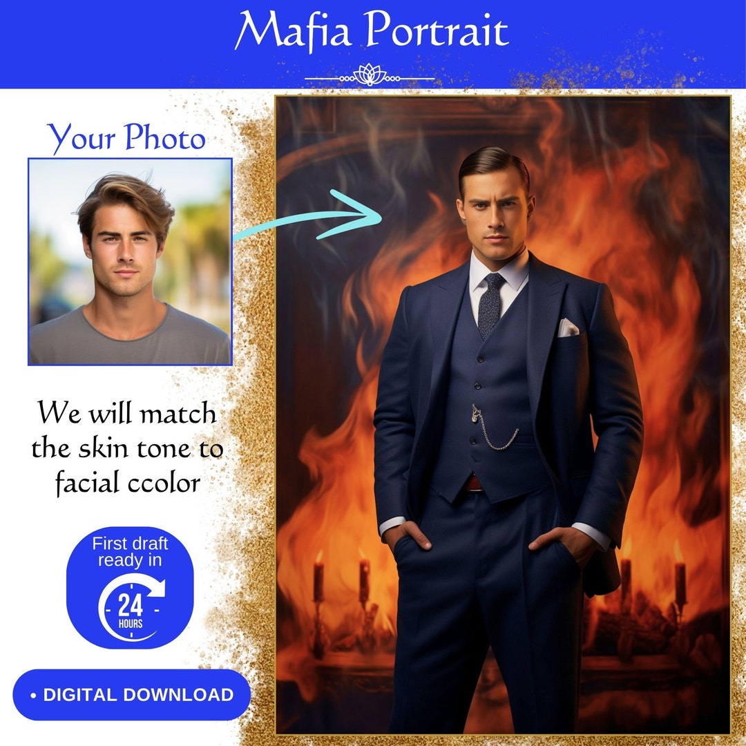 Mafia Boss Portrait From Photo Personalized Portrait in Mafia Style ...