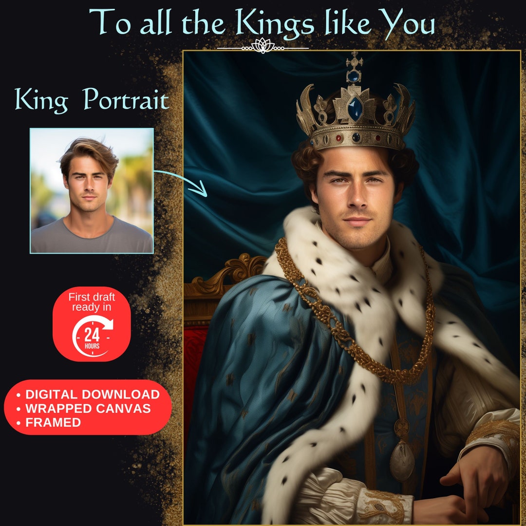 Custom King Portrait From Photo Personalized Royal Portrait Renaissance ...