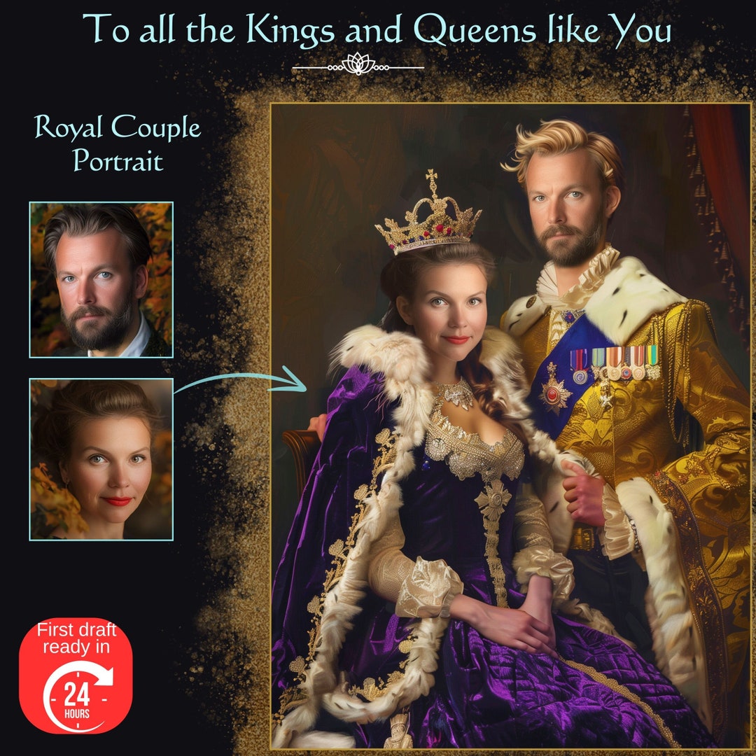 Custom Royal Portrait From Photo Couple Portrait Renaissance Portrait ...