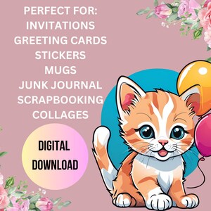 Cute Cats Clipart Bundle, Kitten Graphics, Printable Cat Image, Digital ...