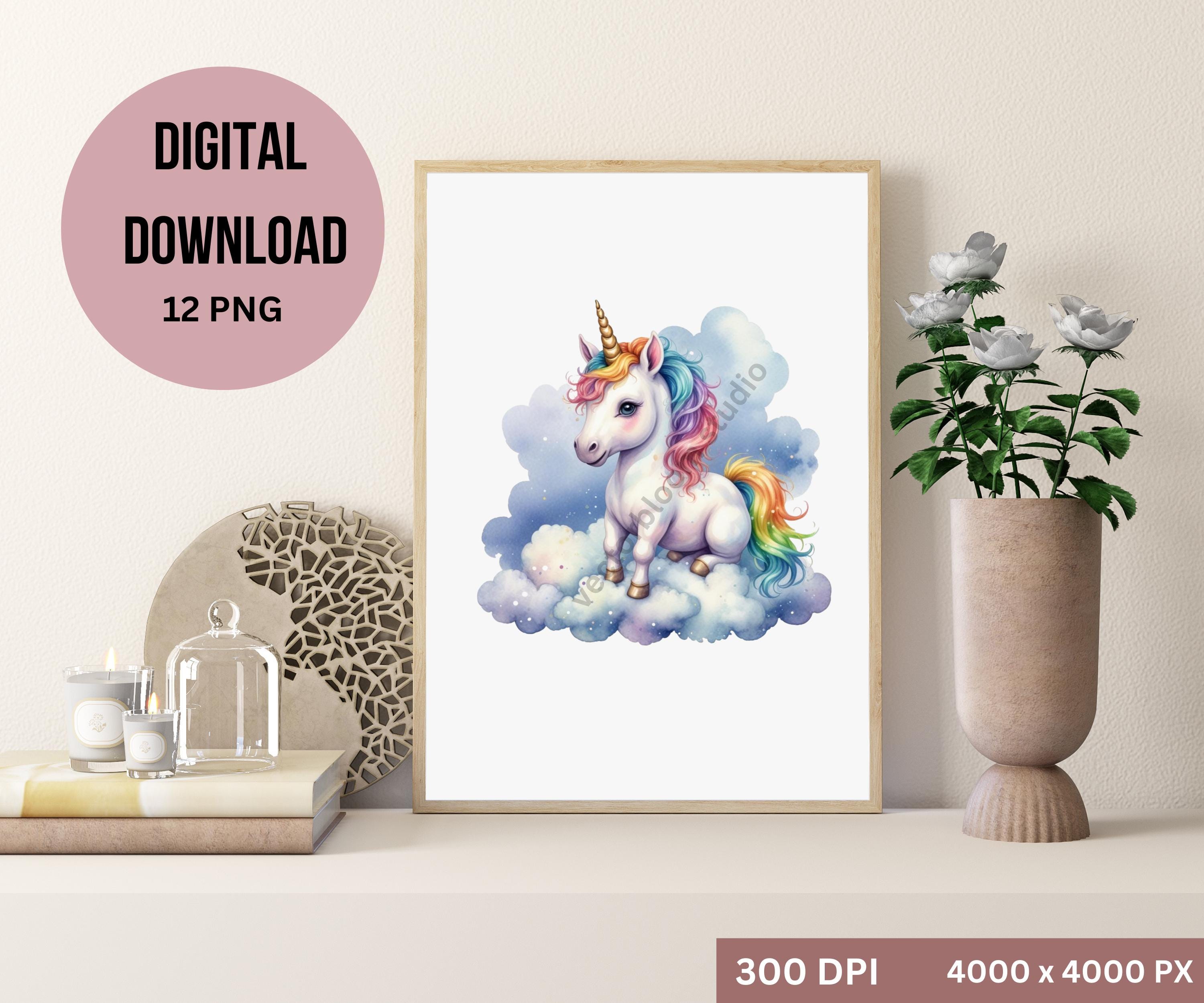 Set of 12, Unicorn Watercolor Clipart, Unicorn Сlip Art, Unicorn Png ...
