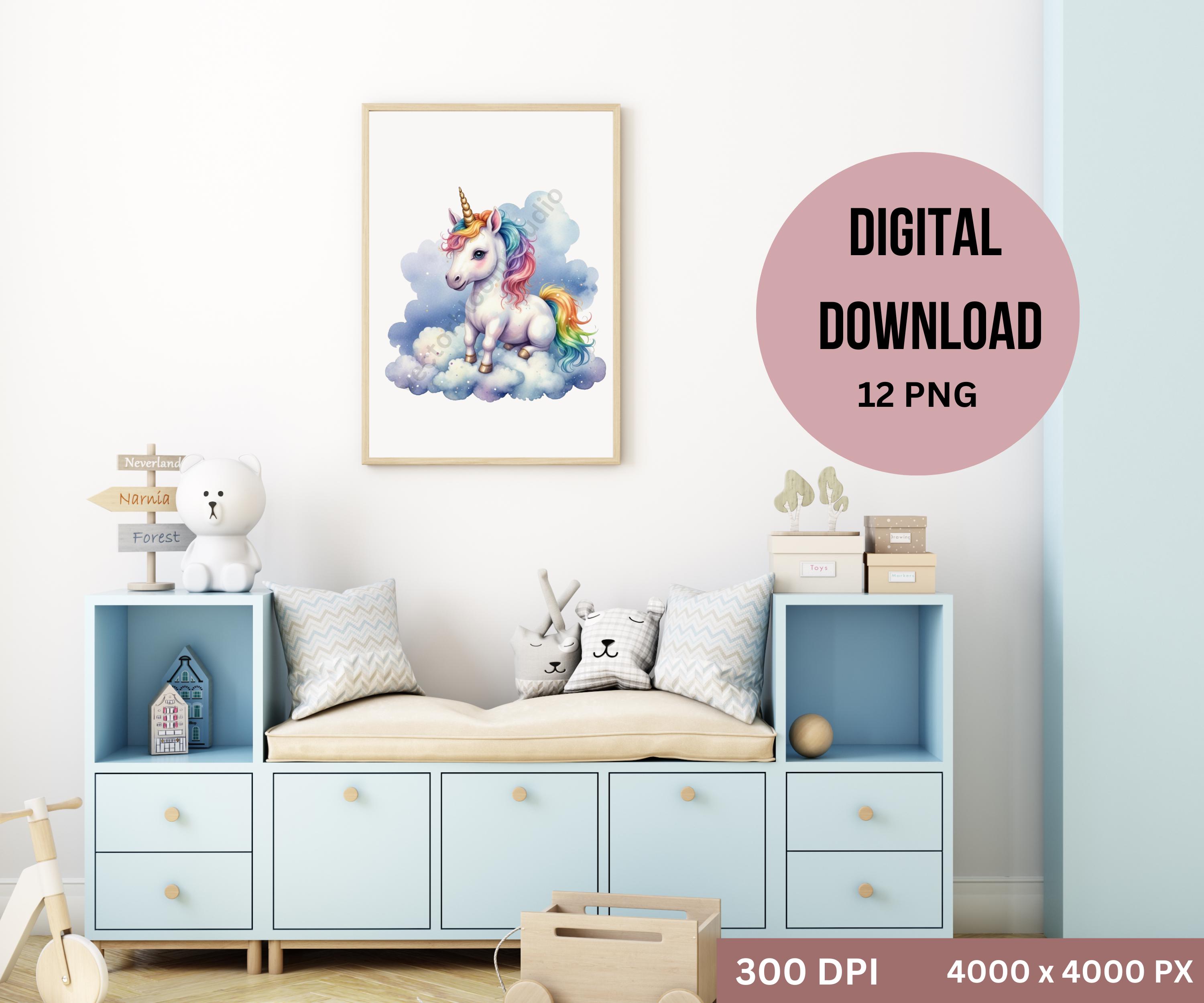 Set of 12, Unicorn Watercolor Clipart, Unicorn Сlip Art, Unicorn Png ...