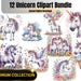 Set of 12, Unicorn Watercolor Clipart, Unicorn Сlip Art, Unicorn Png ...