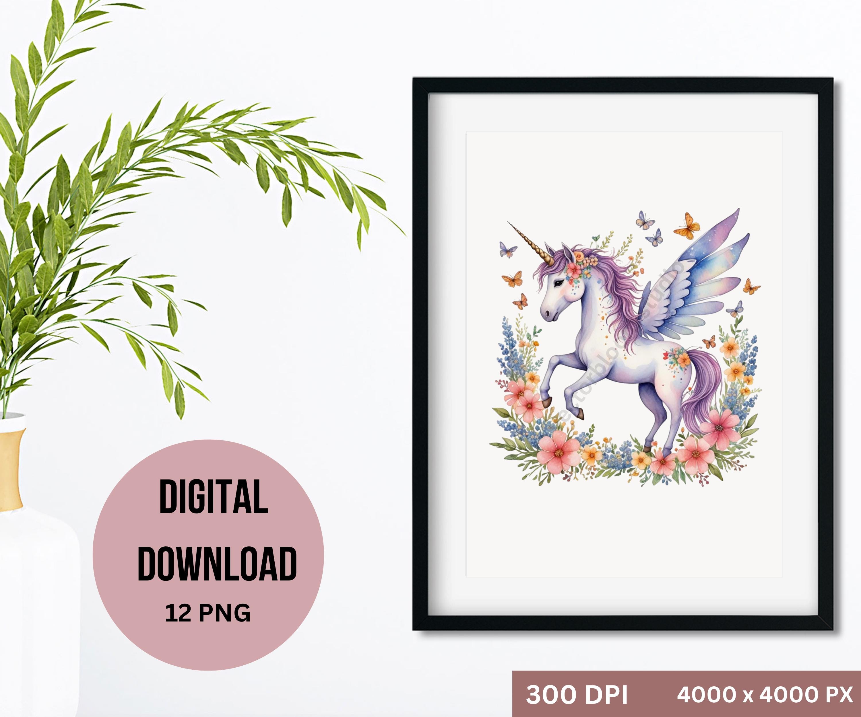 Set of 12, Unicorn Watercolor Clipart, Unicorn Сlip Art, Unicorn Png ...