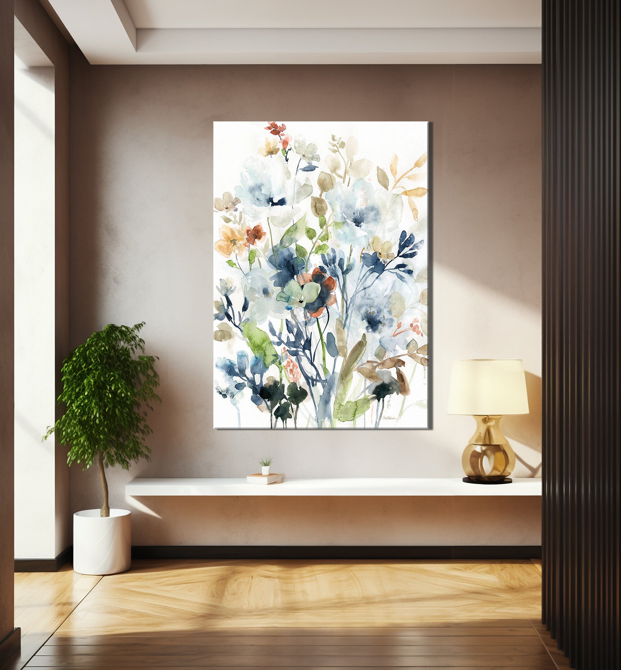 Texture of Dreams Bloomflowers Watercolor Canvas Print, Framed Flower ...