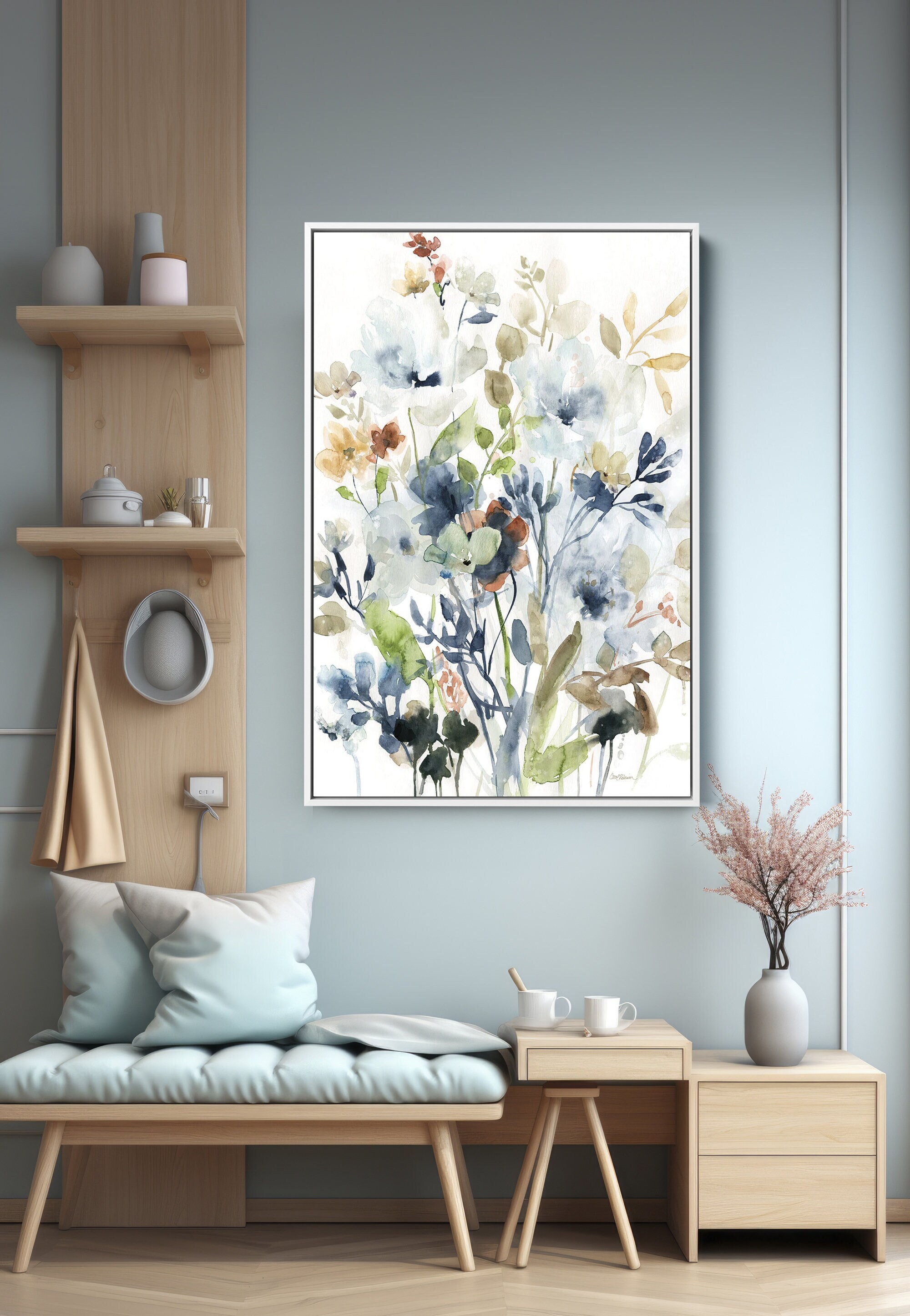 Texture of Dreams Bloomflowers Watercolor Canvas Print, Framed Flower ...