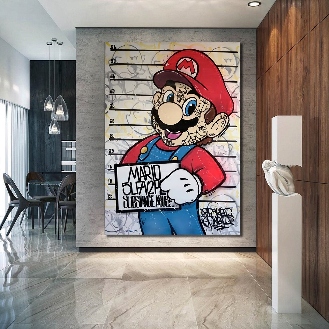 Super Mario Graffiti Pop Art Poster, Street Art Print, Super Mario ...
