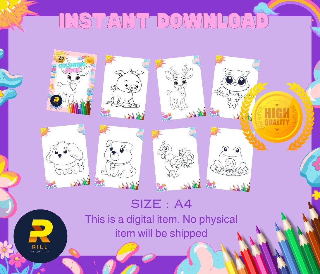 25 Cute Wild Animals Coloring Pages Vol3 - Etsy