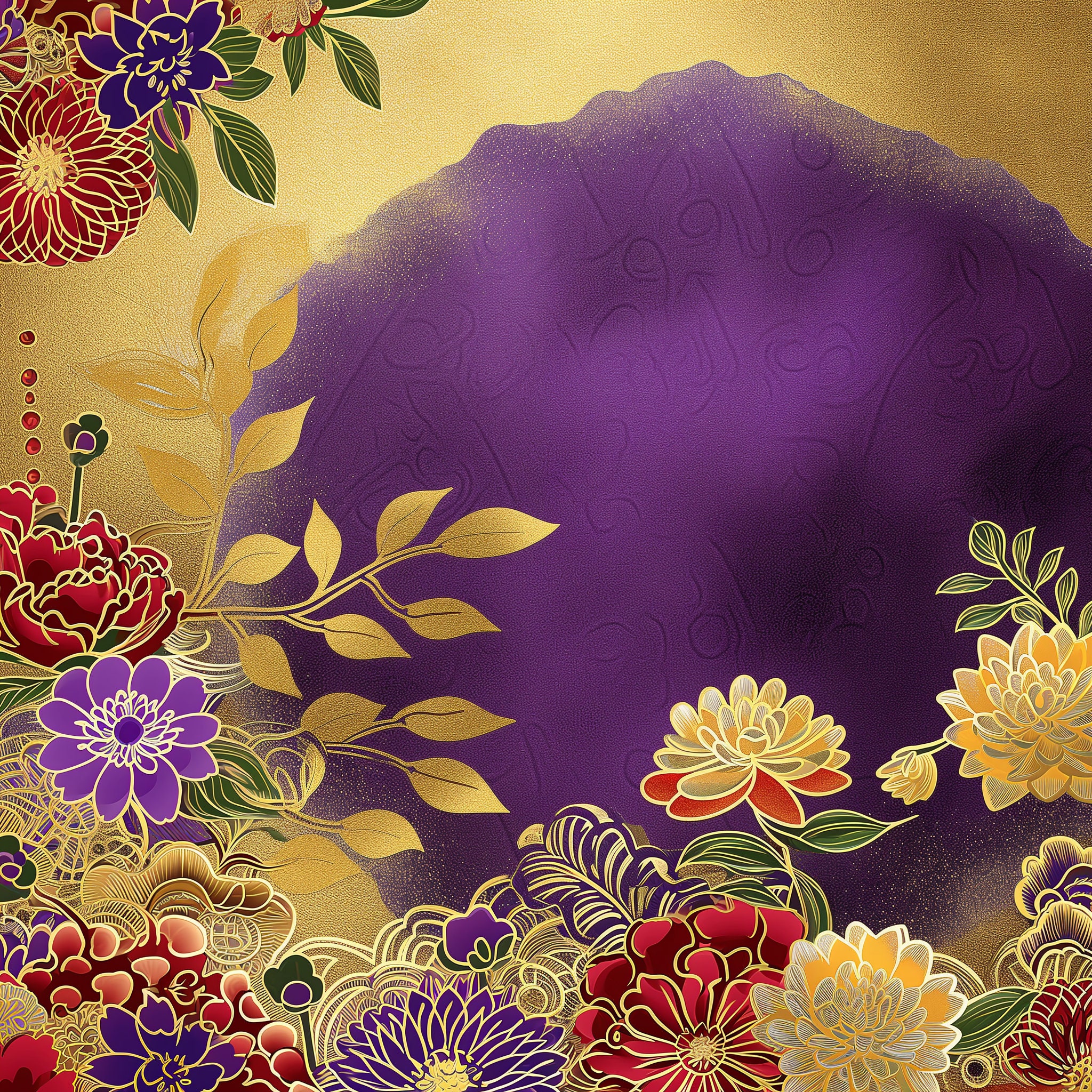 Japanese Clip Art Digital Papers Flowers Art Unique Original Design ...